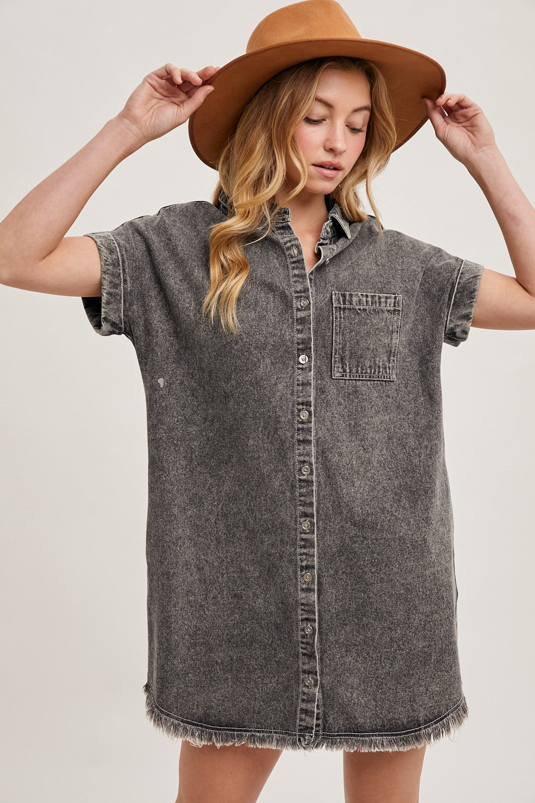 Tyla Washed Denim Shirt Dress – AHZURI